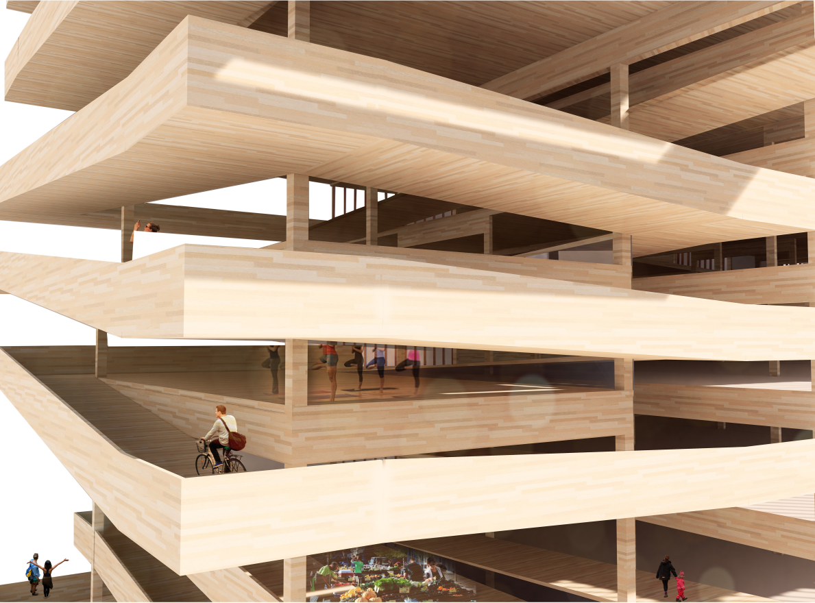 Urban Architecture: Mass Timber Vertical Stacking Plazas + Garage ...