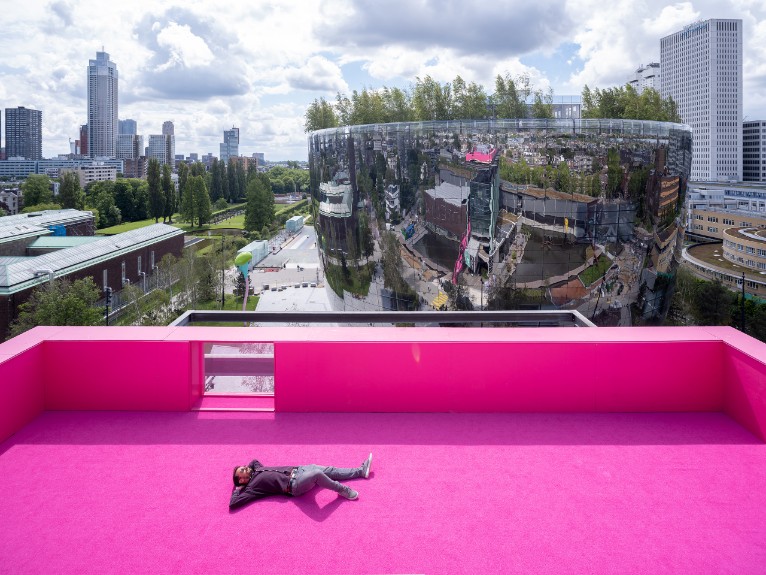 MVRDV Unveils Striking Pink Podium in Rotterdam for Urban ...