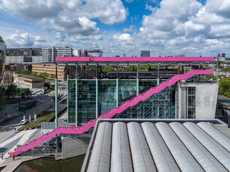 MVRDV Unveils Striking Pink Podium in Rotterdam for Urban ...