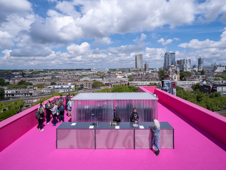 MVRDV Unveils Striking Pink Podium in Rotterdam for Urban ...